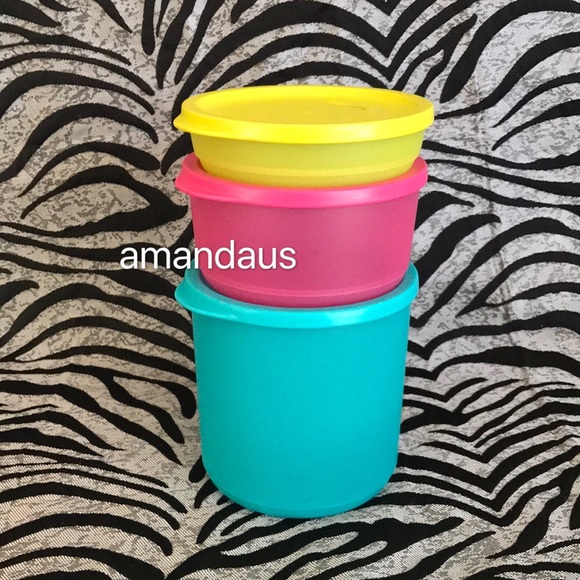 Tupperware | Kitchen | New Tupperware Basic Bright Round Canister Set 3 ...